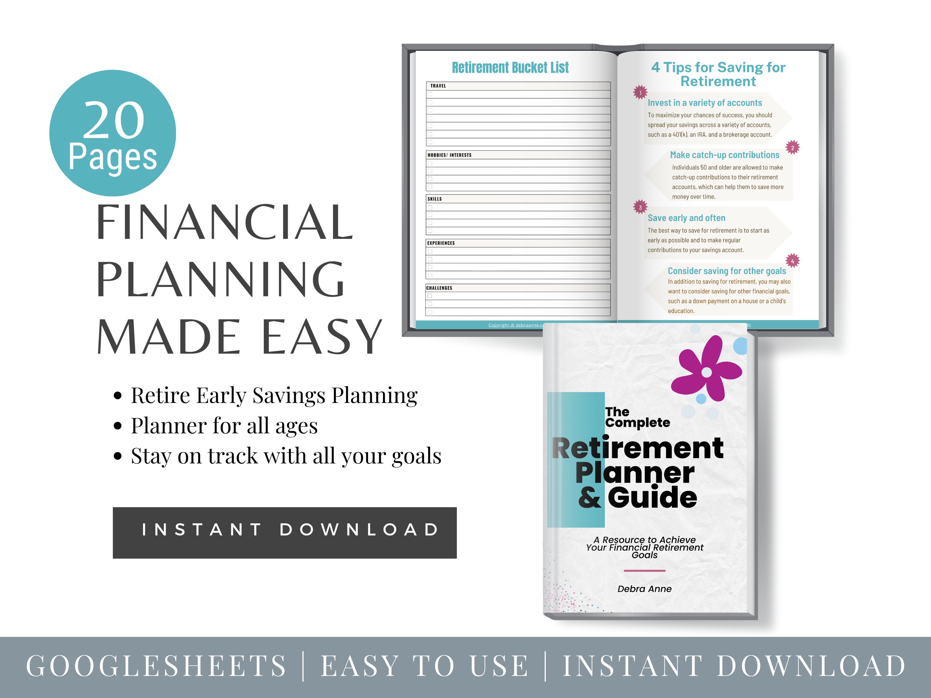 Retirement Planner Guide PDF Simple & Easy to Use Retire Early Tracker ...