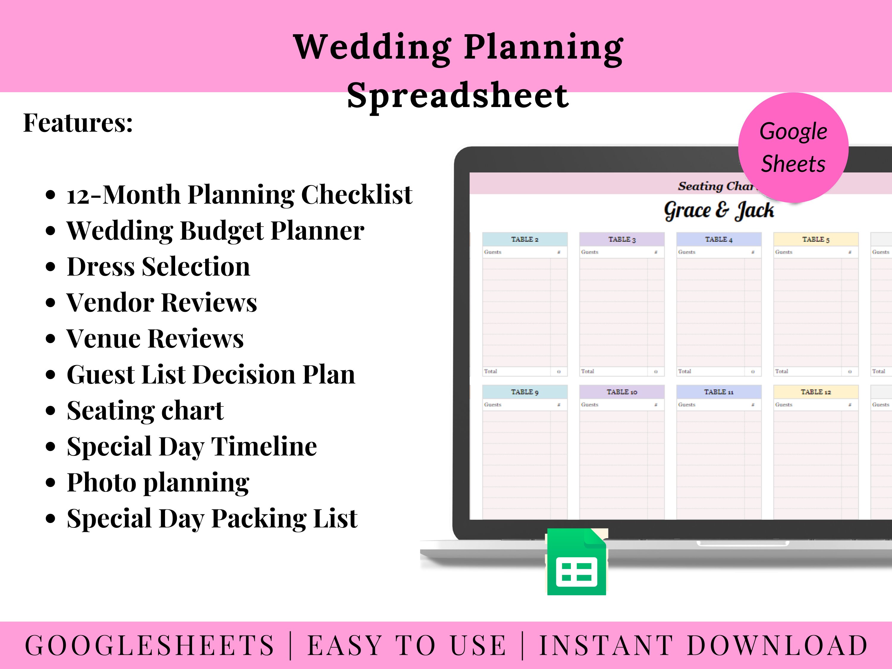 Wedding Guest Spreadsheet Template Wedding Planning Checklist Photo Seating Venue Planning