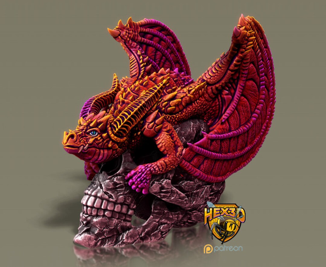 Dragon Skull Hex 3D 3D Printed 3D Model Design - Etsy UK