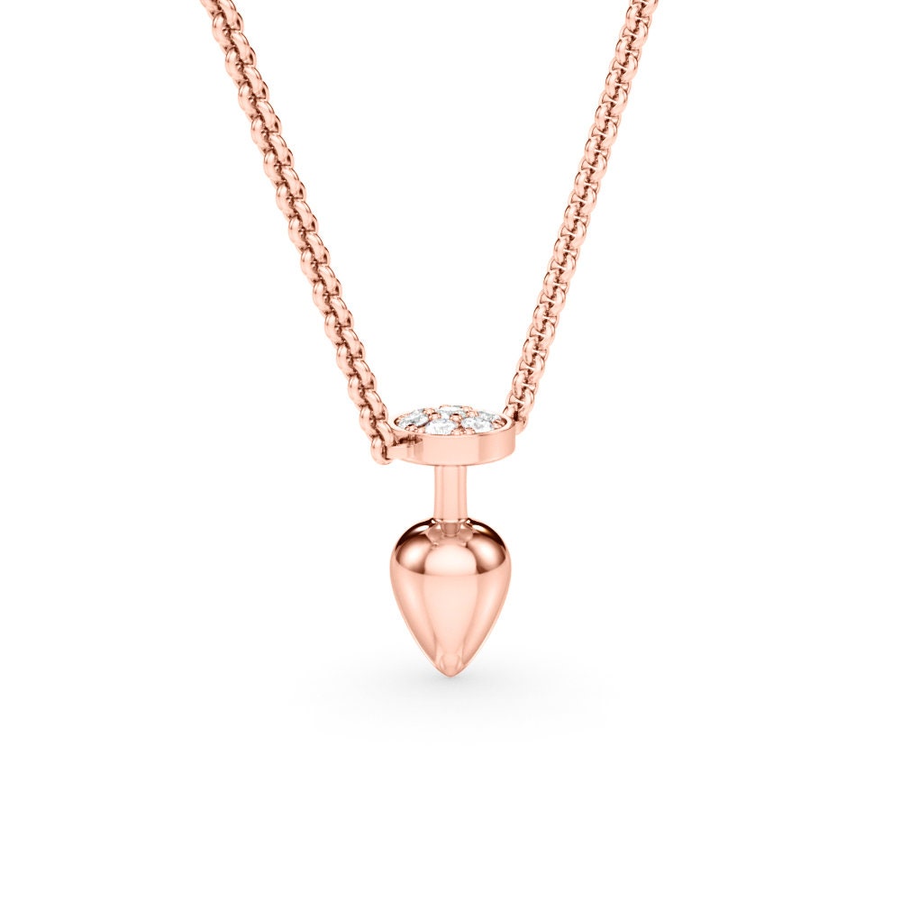 White Diamond Anal Plug Pendant, Butt Plug Necklace, Real Diamond Butt ...