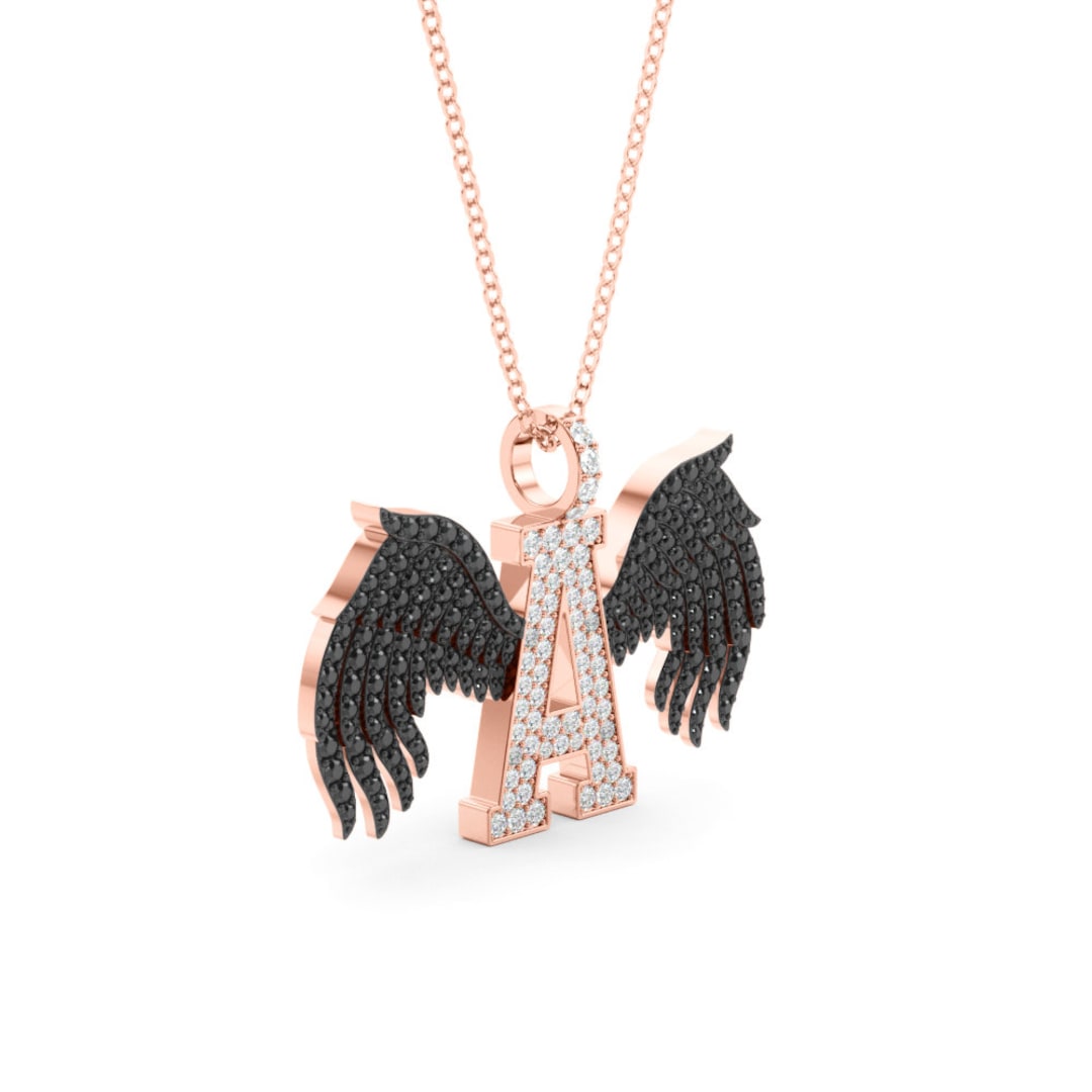 Diamond Wing Pendant, Angel Wings Pendant, 14k Charm Diamond Pendant ...
