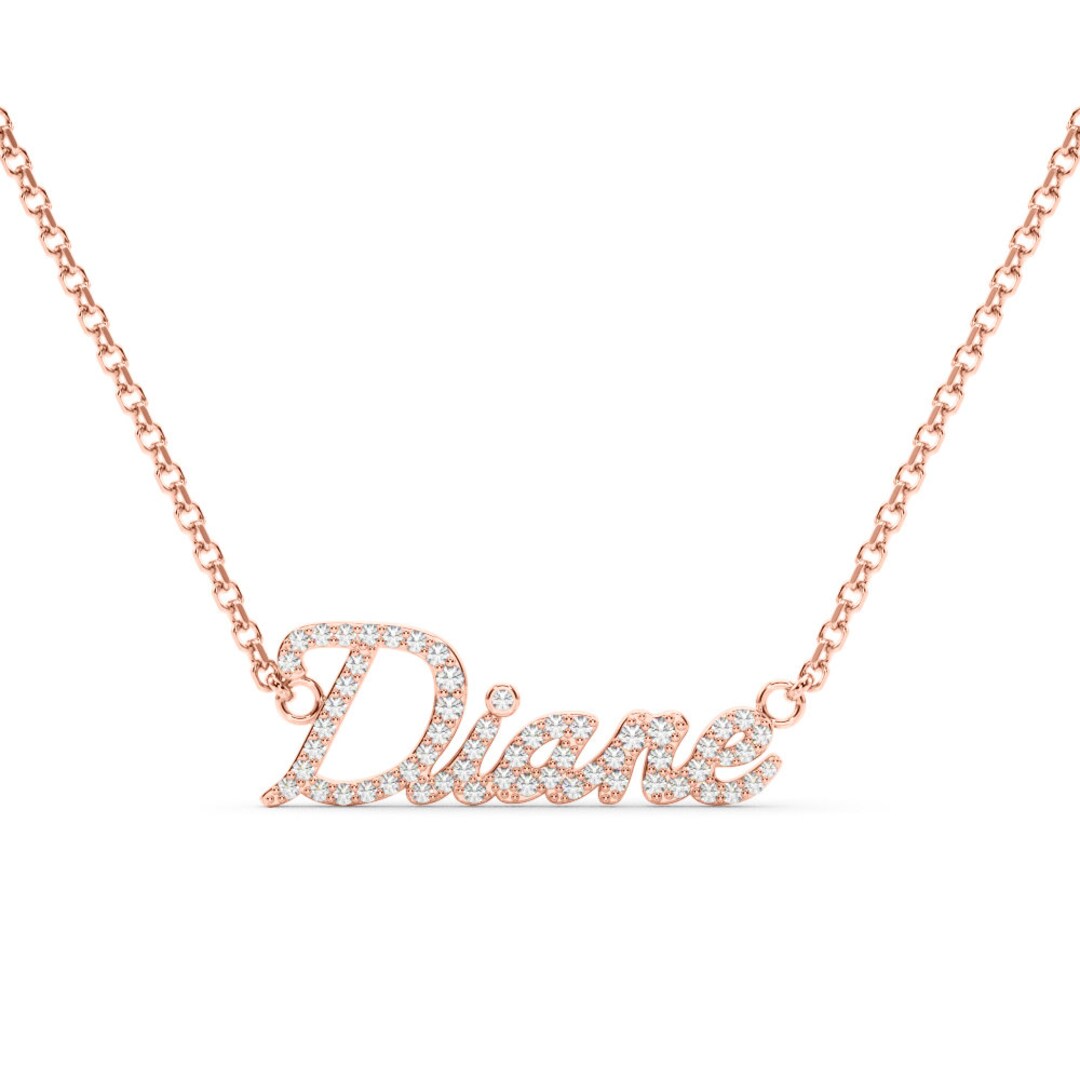 Name Pendant Necklace, Custom Diamond Name Necklace, Diamond Necklace ...