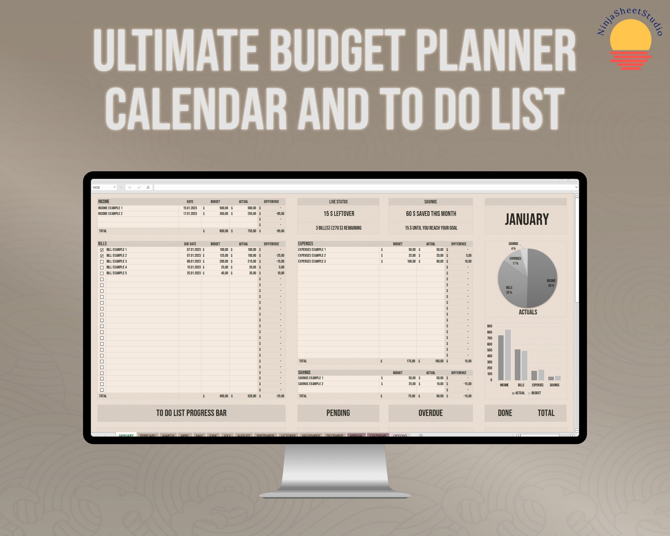 Budget Planner | to Do List | Calendar | Annual Budget Overview | to Do ...