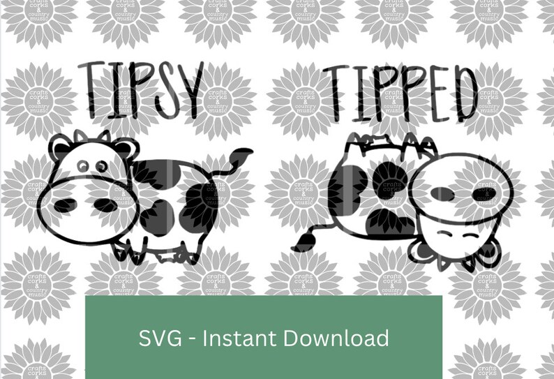 Tipsy Tipped Cow Wine Glass SVG and PNG - Etsy Australia