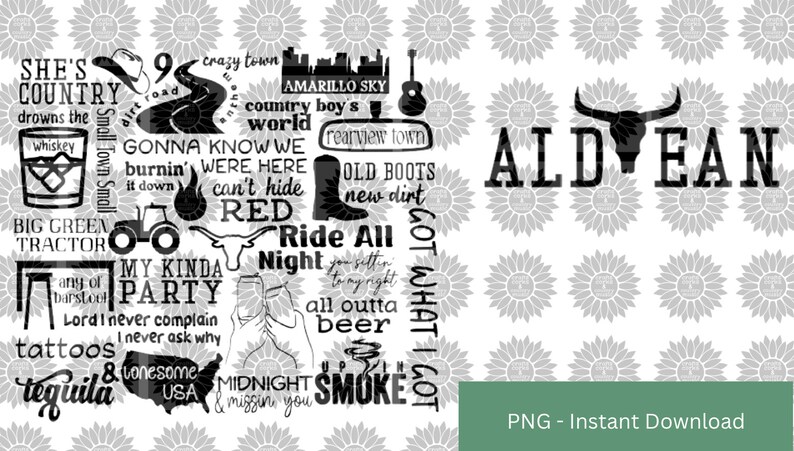 Jason Aldean Song Collage PNG for Tshirt/hoodie - Etsy