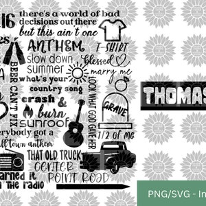 Thomas Rhett Song Collage PNG/SVG for T-shirt/hoodie - Etsy