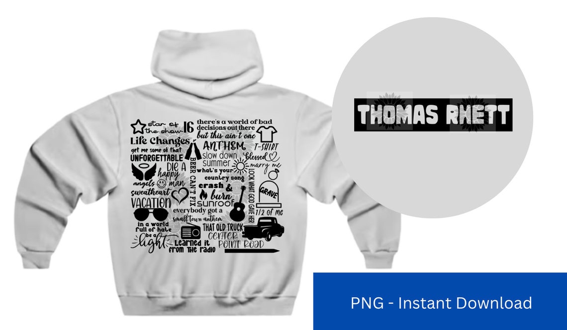 Thomas Rhett Song Collage PNG/SVG for T-shirt/hoodie - Etsy