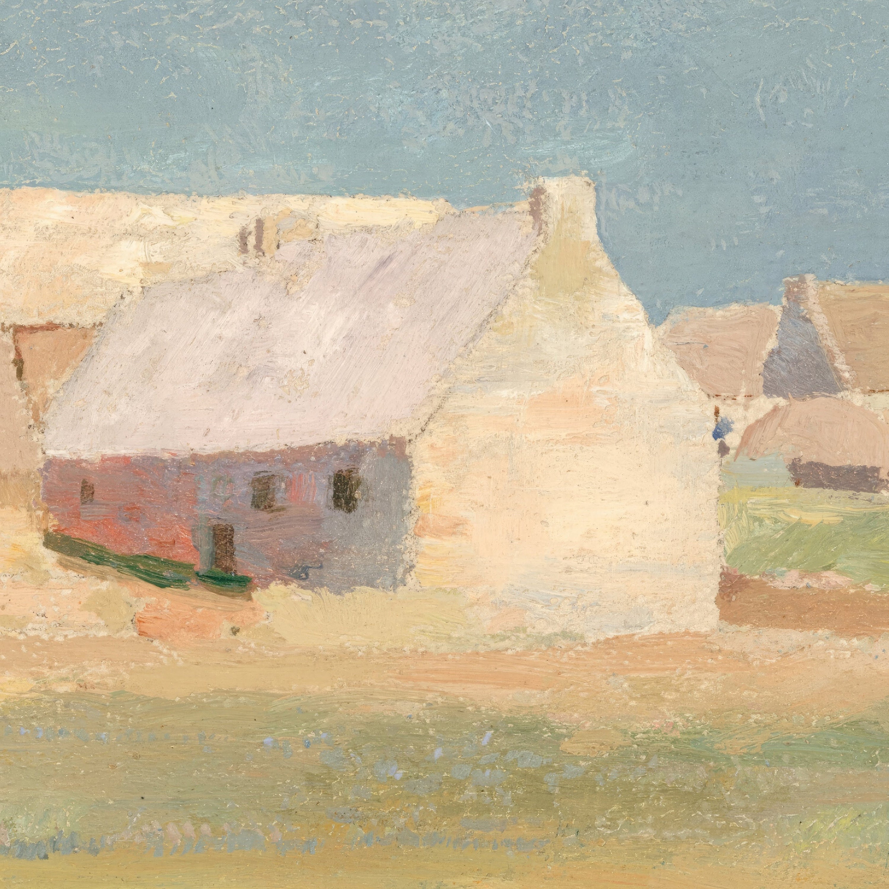 Muted Country House Landscape | Printable Vintage Oil Painting Neutral ...