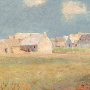 Muted Country House Landscape | Printable Vintage Oil Painting Neutral ...