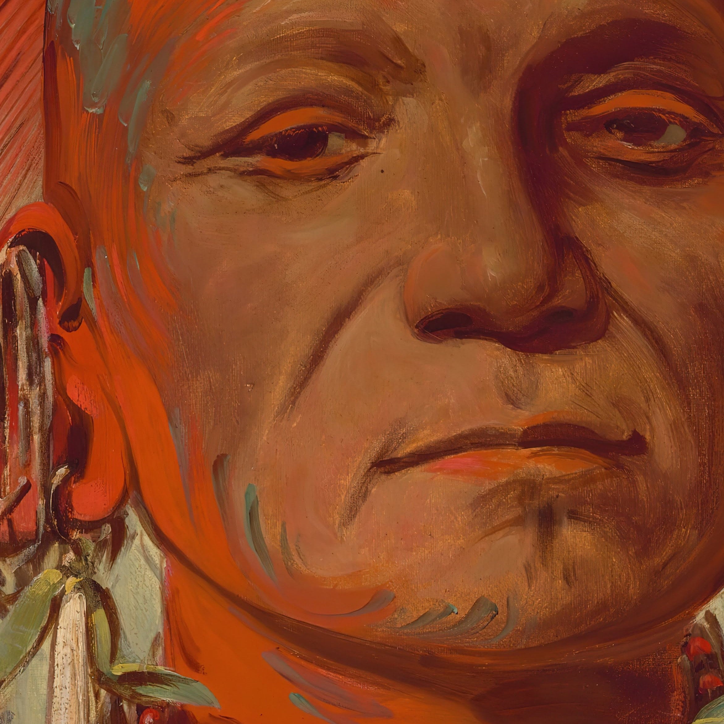 Vintage Native Indian Medicine Man Shaman Portrait Soft Realist Oil ...