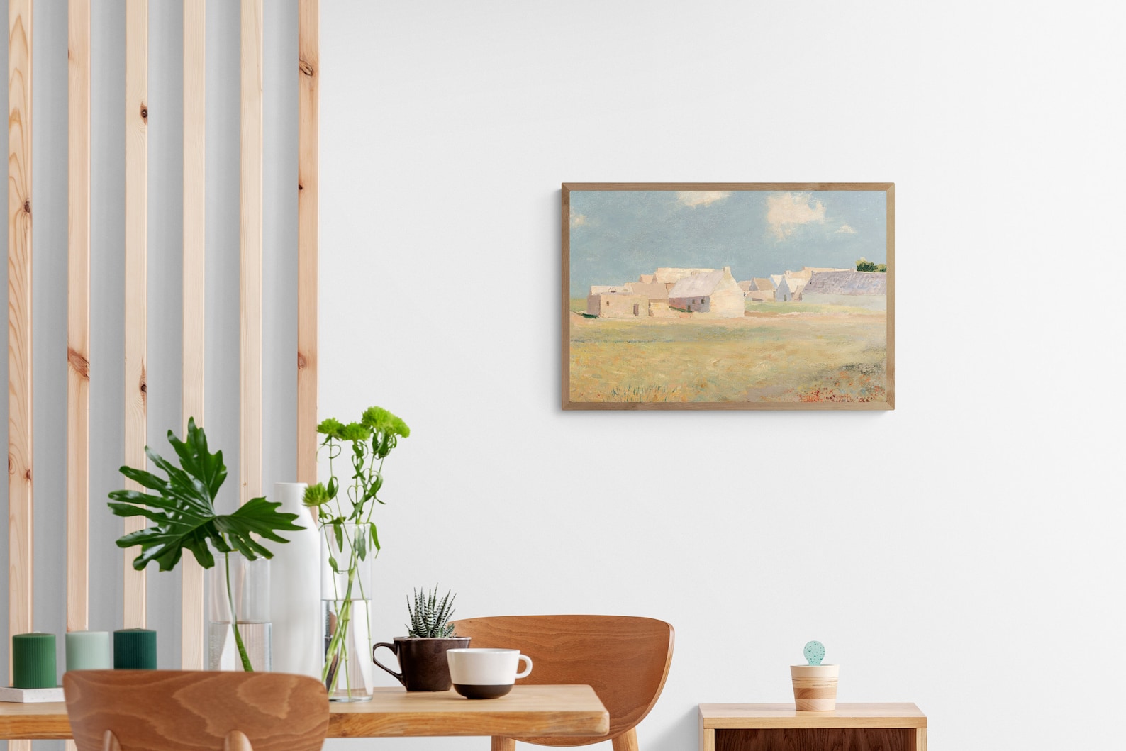 Muted Country House Landscape | Printable Vintage Oil Painting Neutral ...