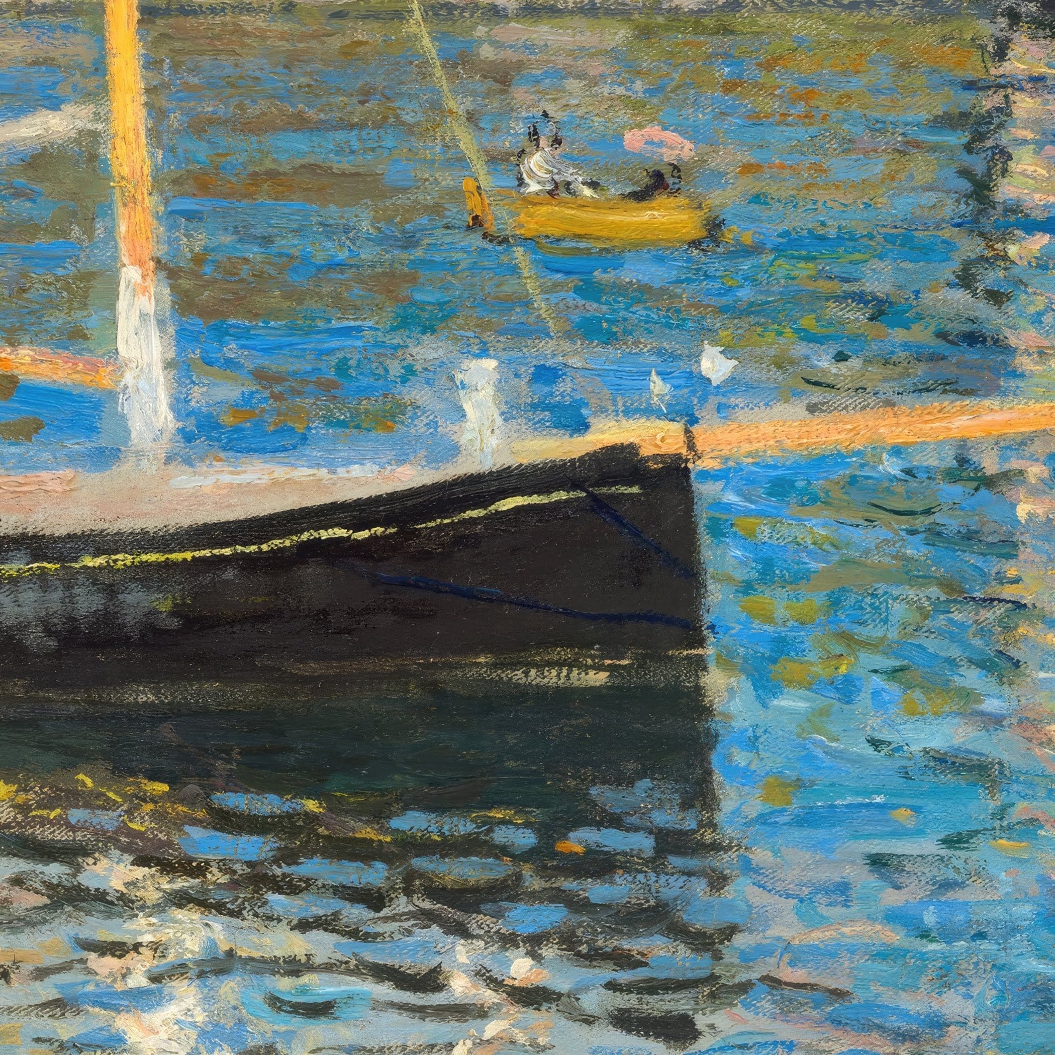 Printable Monet Boat Under Bridge Oil Painting Bright Summer ...