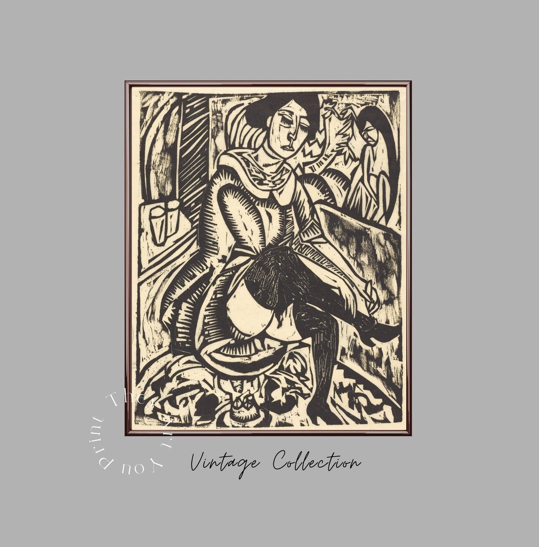 Printable Vintage Gothic Girl Art | Moody German Woodcut Print by Ernst ...