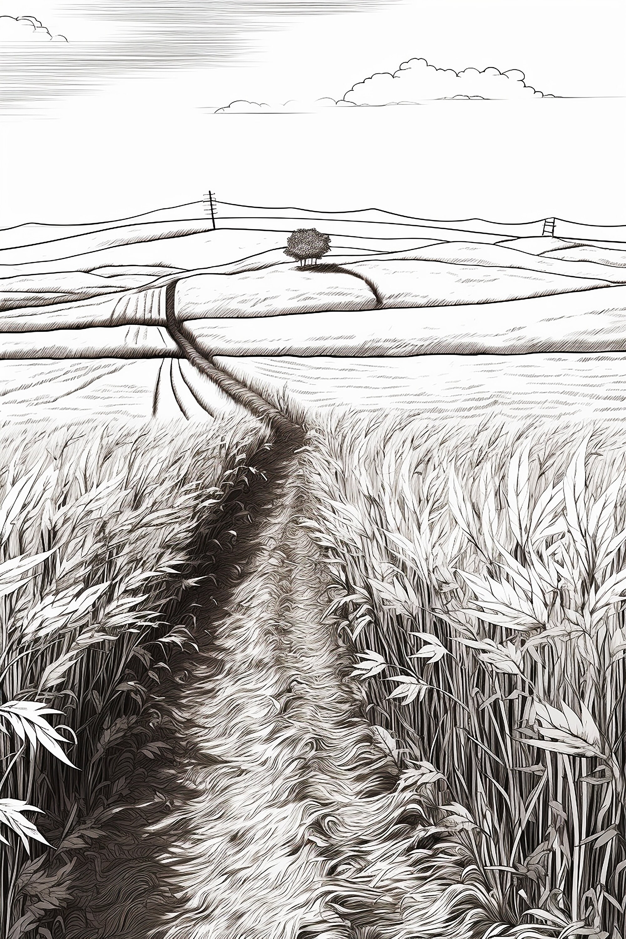 Grain Field Scene - 5 Images - Etsy