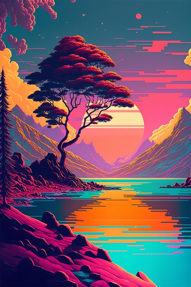 Vibrant Retro Scene - 5 Images - Etsy