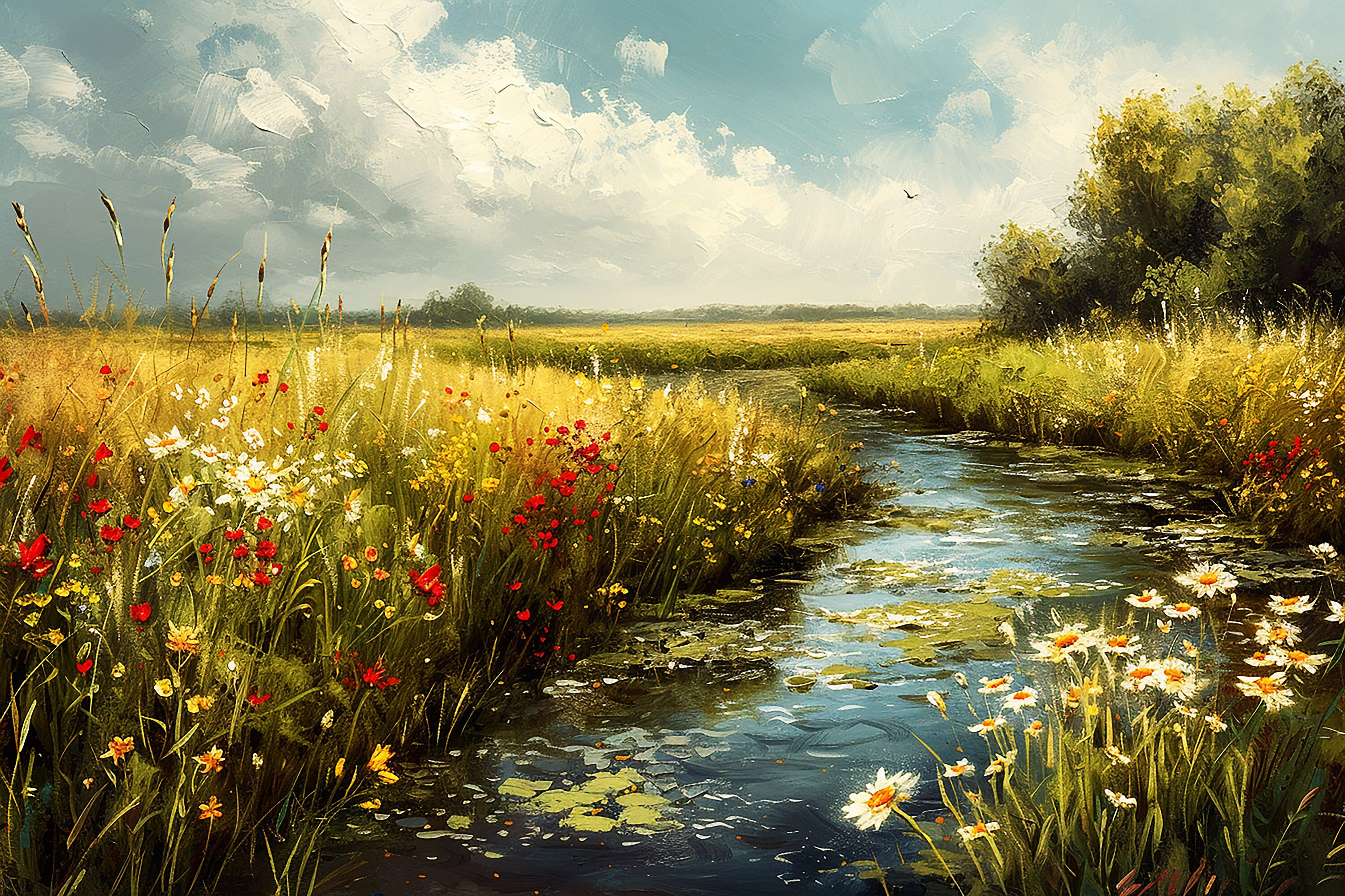 Flowers and Stream Oil Painting - 5 Images - Etsy