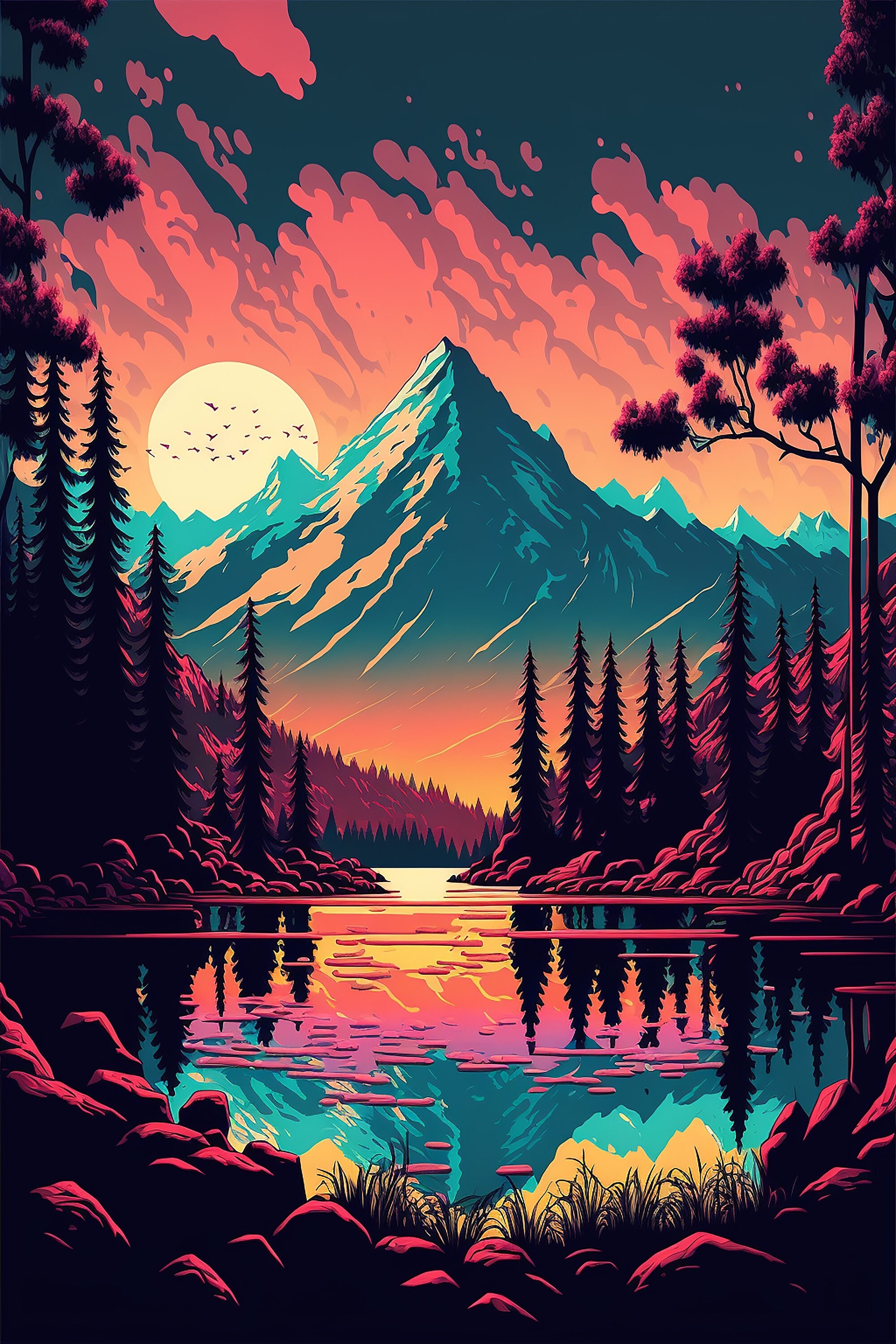 Vibrant Retro Scene - 5 Images - Etsy