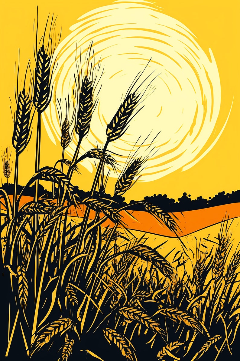 Grain Field Scene - 5 Images - Etsy
