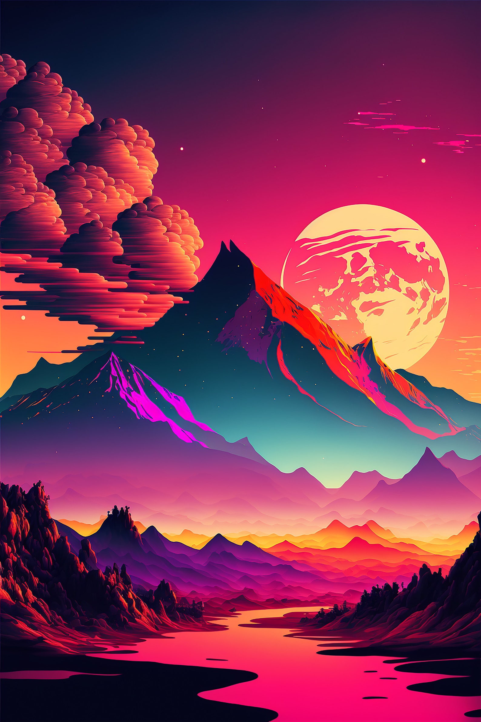 Vibrant Retro Scene - 5 Images - Etsy