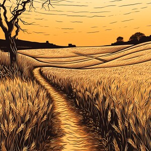 Grain Field Scene - 5 Images - Etsy