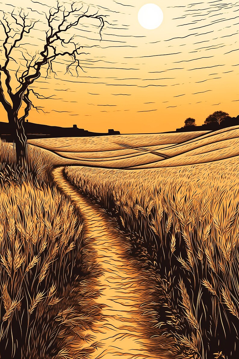 Grain Field Scene - 5 Images - Etsy