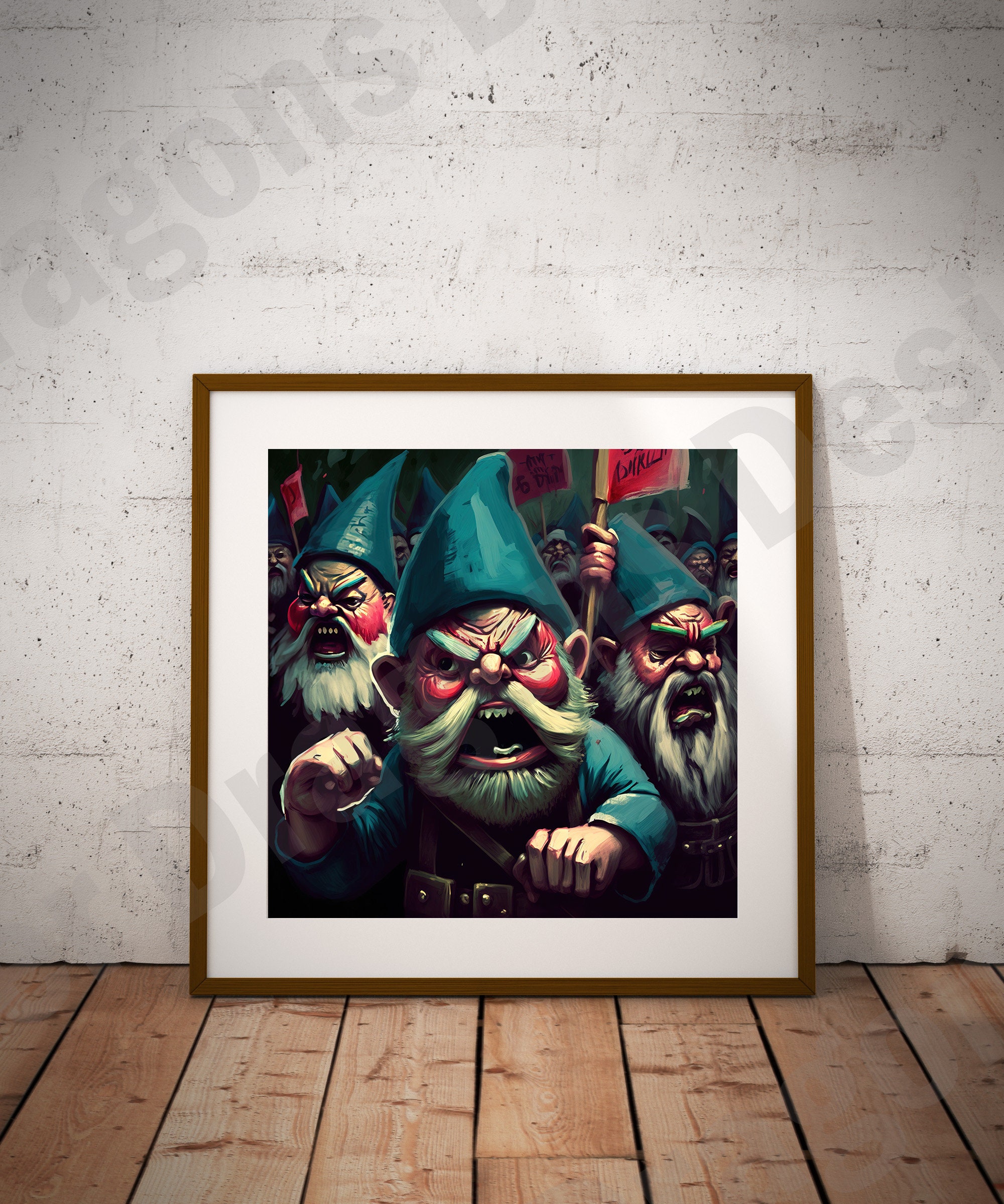 Garden Gnome Art Angry Gnome Decor Riot of the Gnomes Wall Decor - Etsy