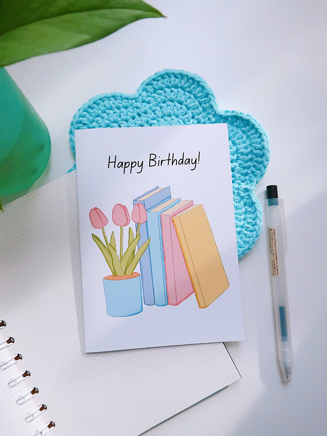 Bookish Birthday Greeting Card, Bookish Handmade Greeting Card, Book ...