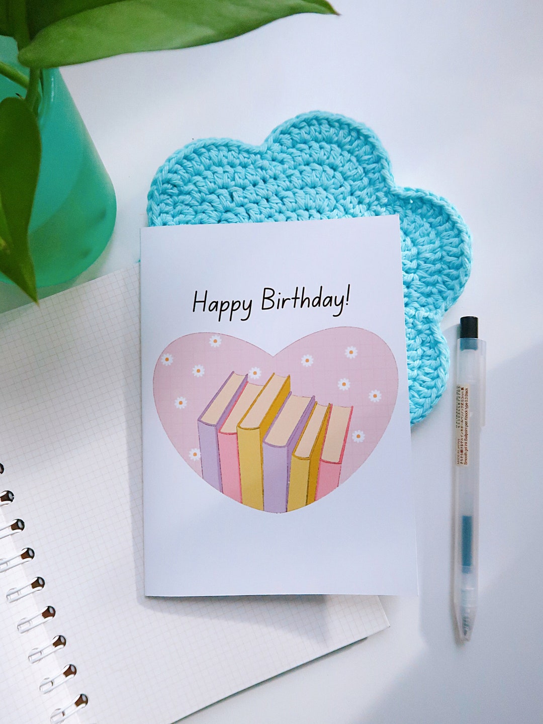 Book Lover Birthday Greeting Card, Bookish Handmade Greeting Cards ...