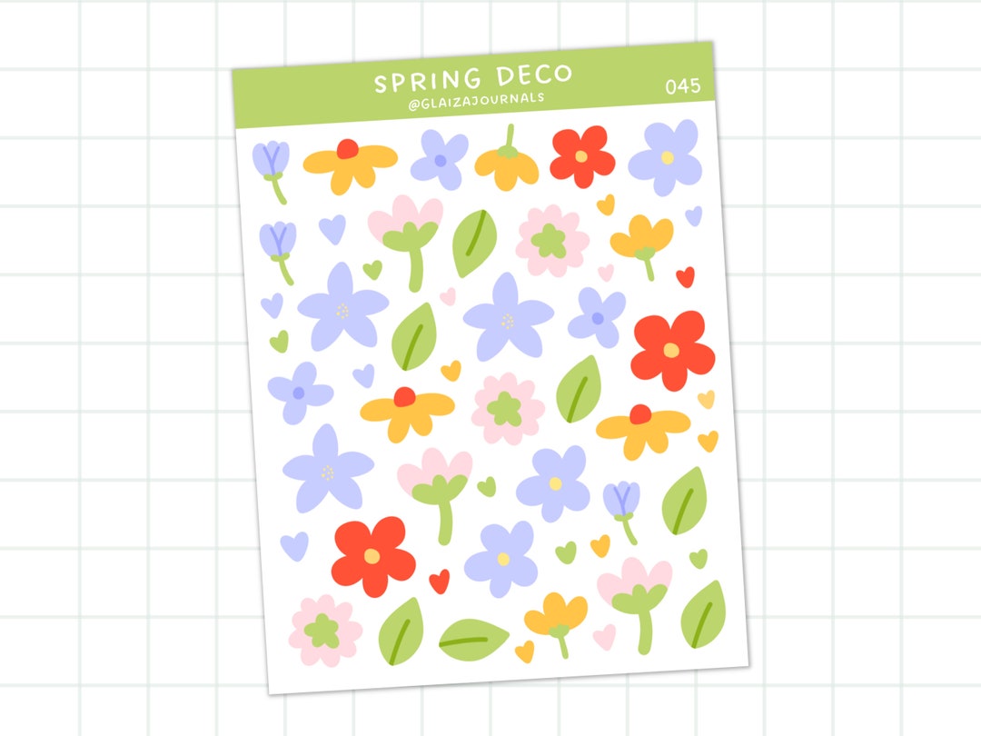 Spring Flower Deco Sticker Sheet for Journals and Planners, Spring ...