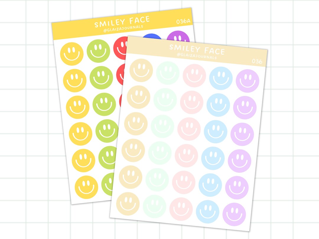 Smiley Face Sticker Sheet for Journals and Planners, Pastel Smiley Face ...
