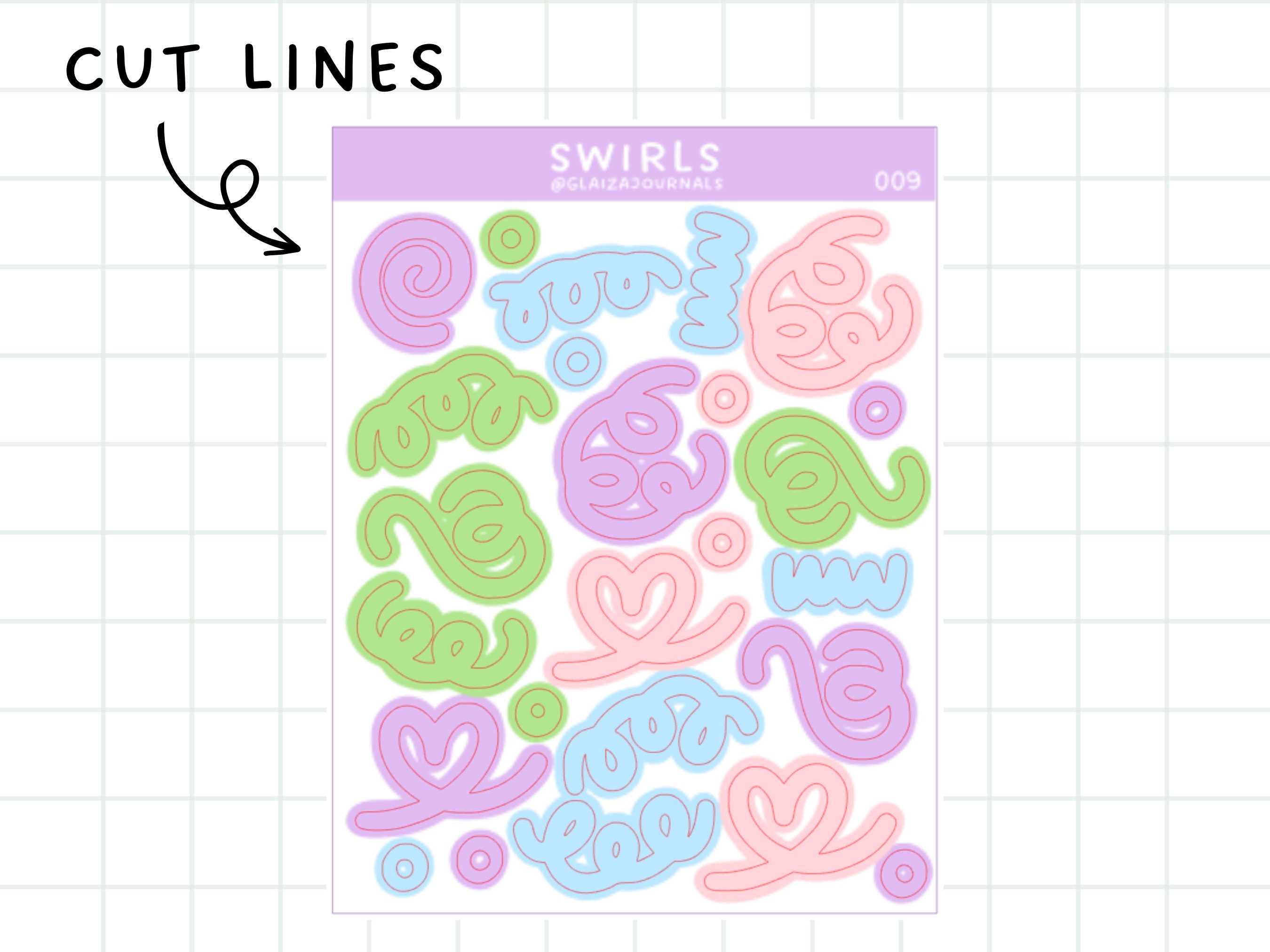 Swirls Sticker Sheet for Journals and Planners, Sticker Deco, Doodle ...