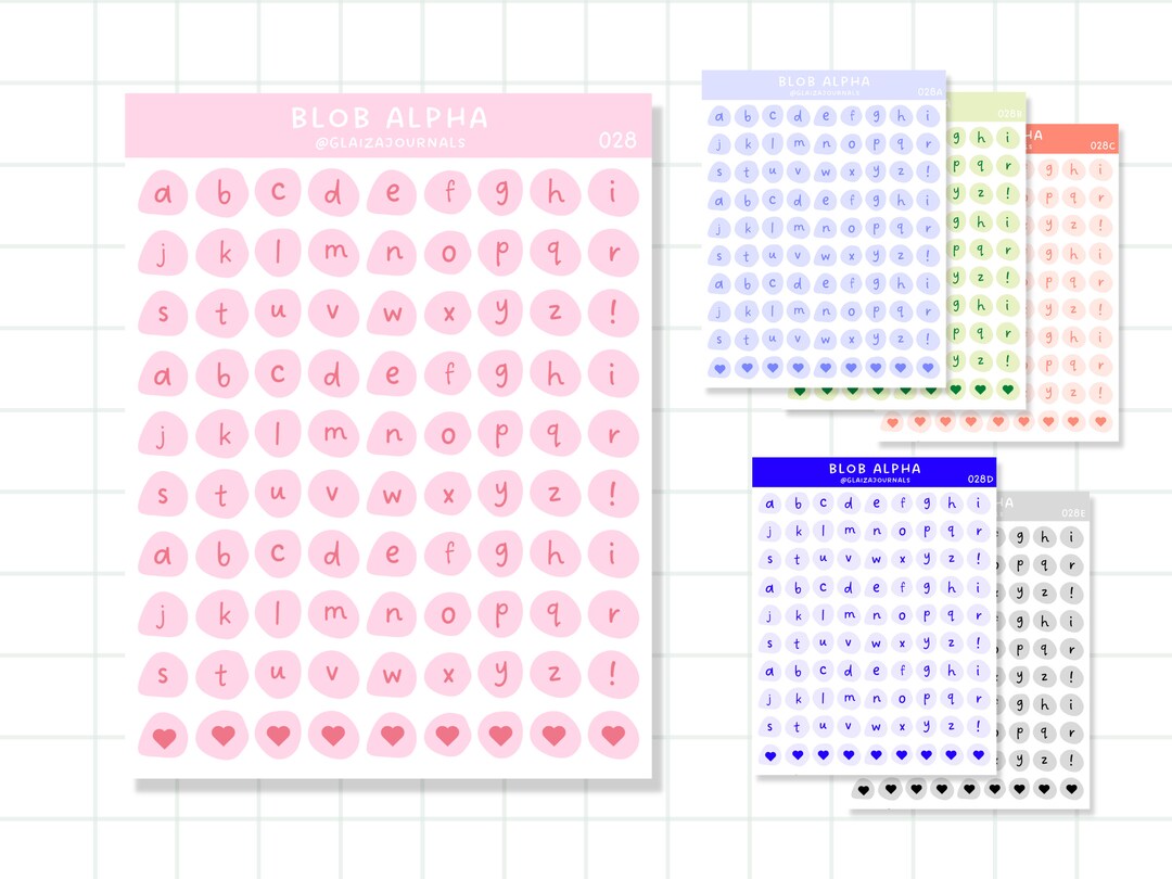 Alphabet in Blobs Sticker Sheet for Journals and Planners Fun - Etsy