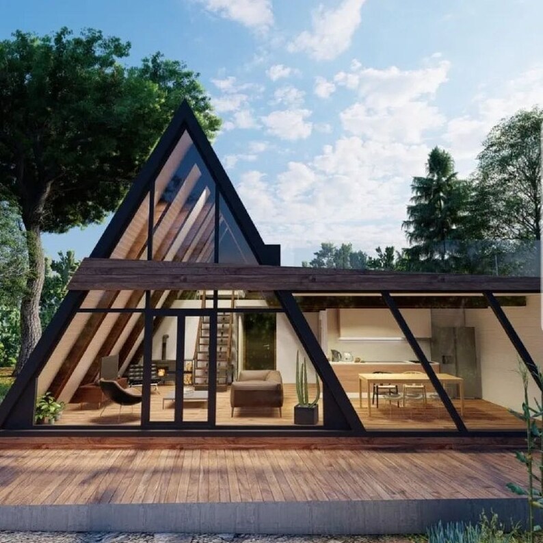 Modern A-frame Architectural Plans Tiny House Plans Loft - Etsy Canada