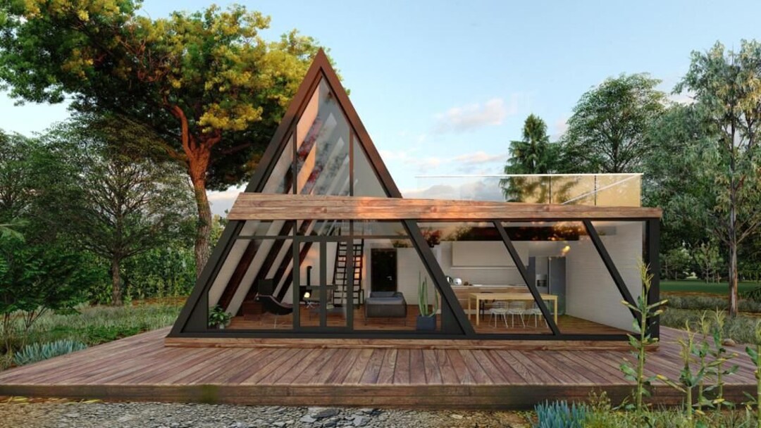 Modern A-frame Architectural Plans, Tiny House Plans, Loft Plans - Etsy