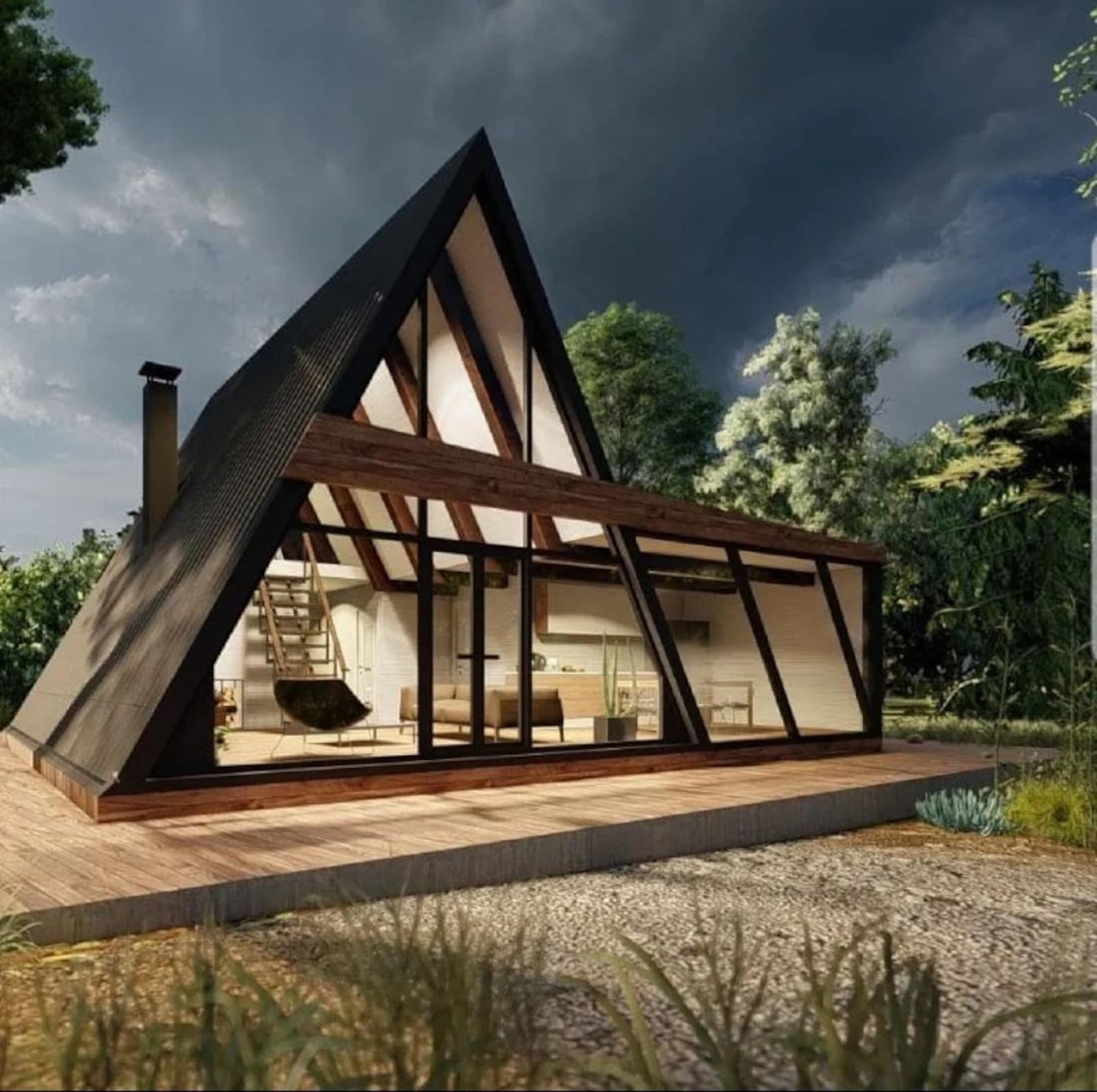 Modern A-frame Architectural Plans Tiny House Plans Loft - Etsy
