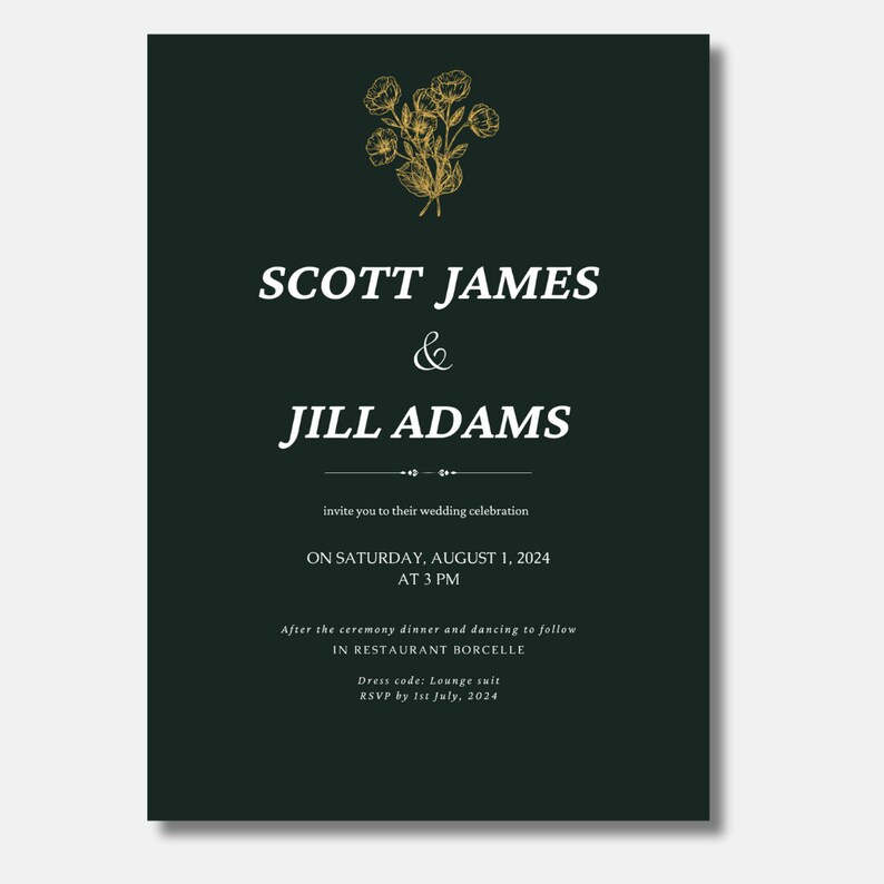 Minimal Editable Wedding Invitation Template, Customizable Digital ...