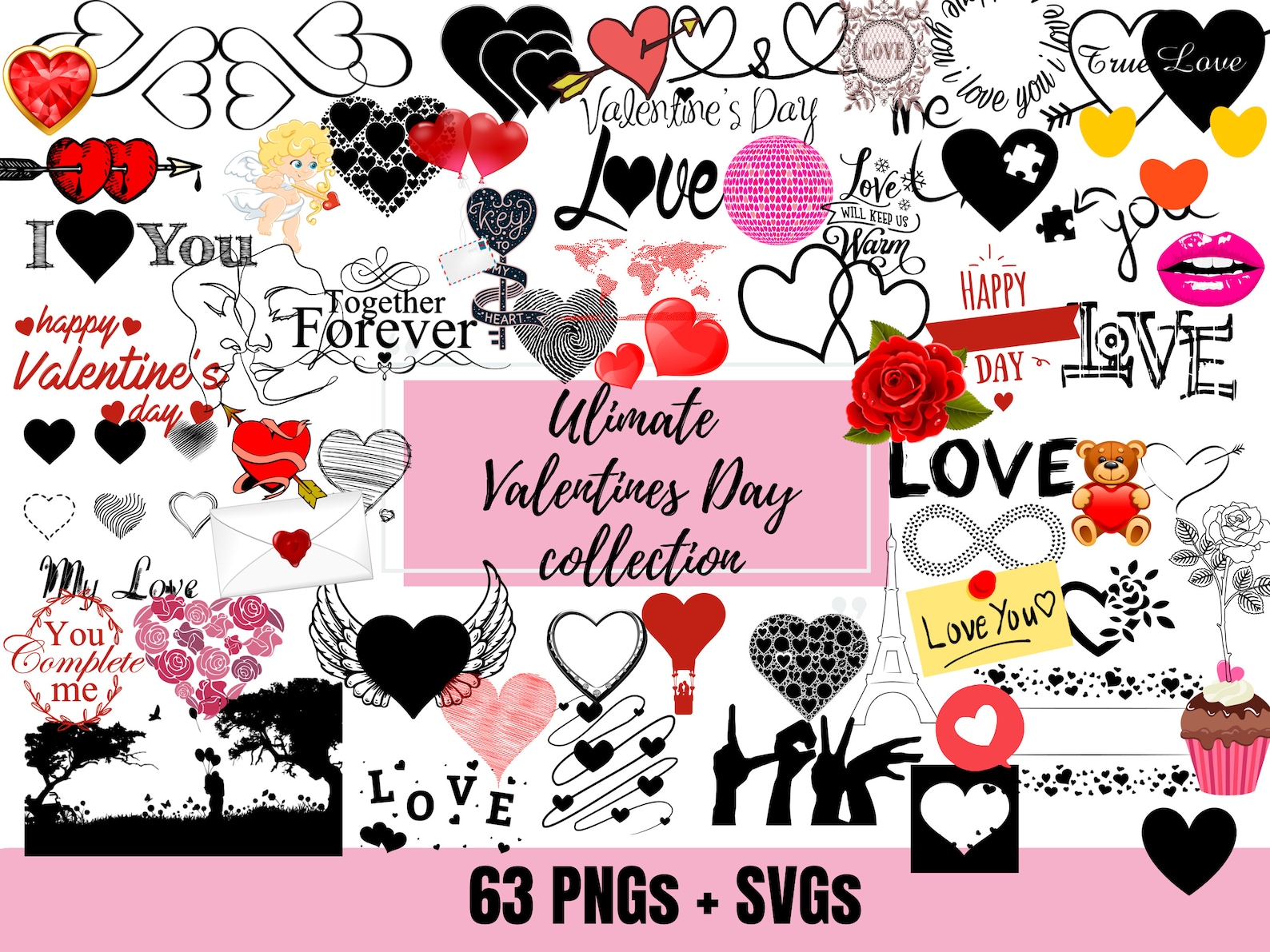Valentine's Day Stickers, PNG, SVG, Clipart| Digital Planner Stickers ...