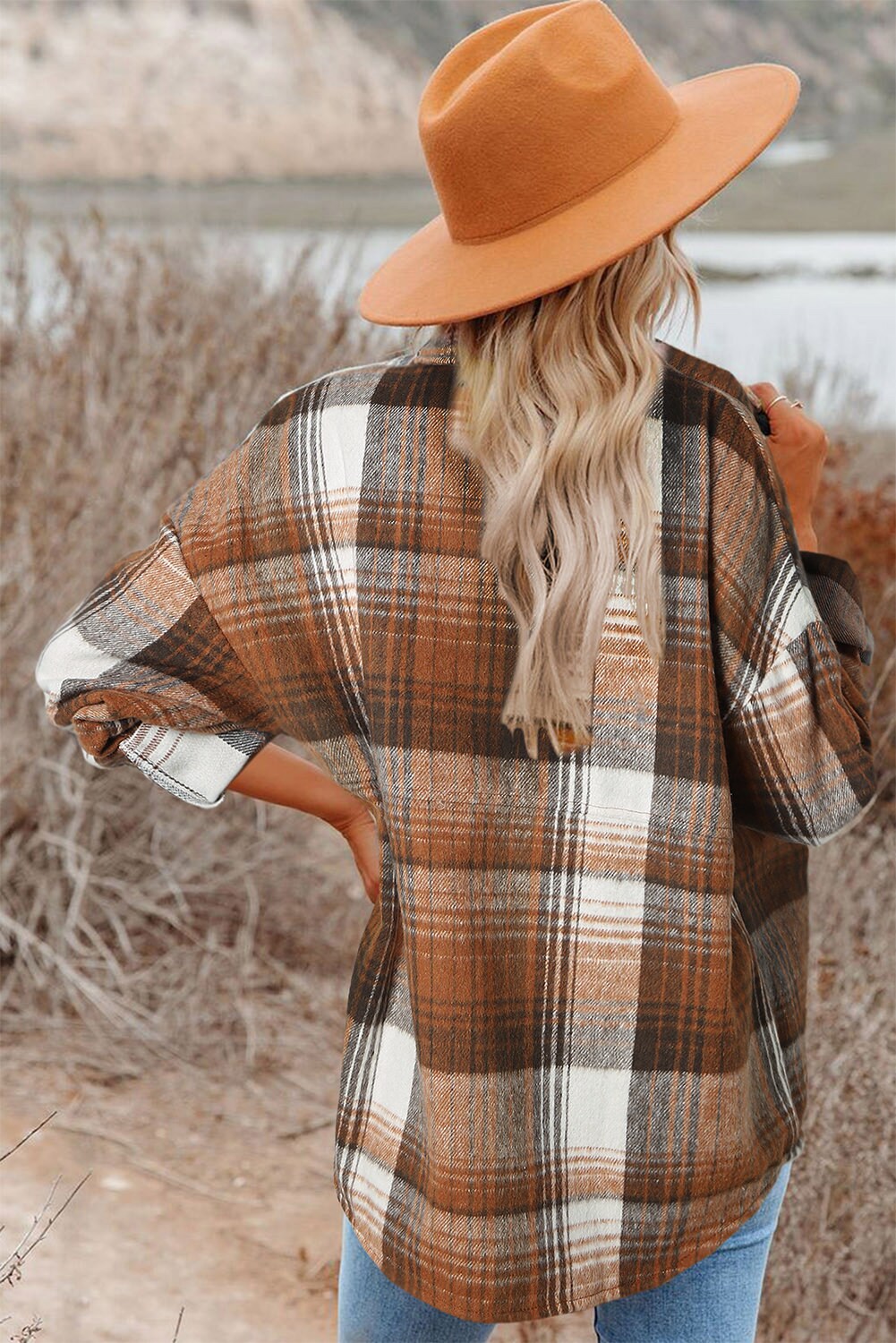 Cali Chic Women Shacket Jacket Celebrity Brown Plaid Flap Pockets - Etsy