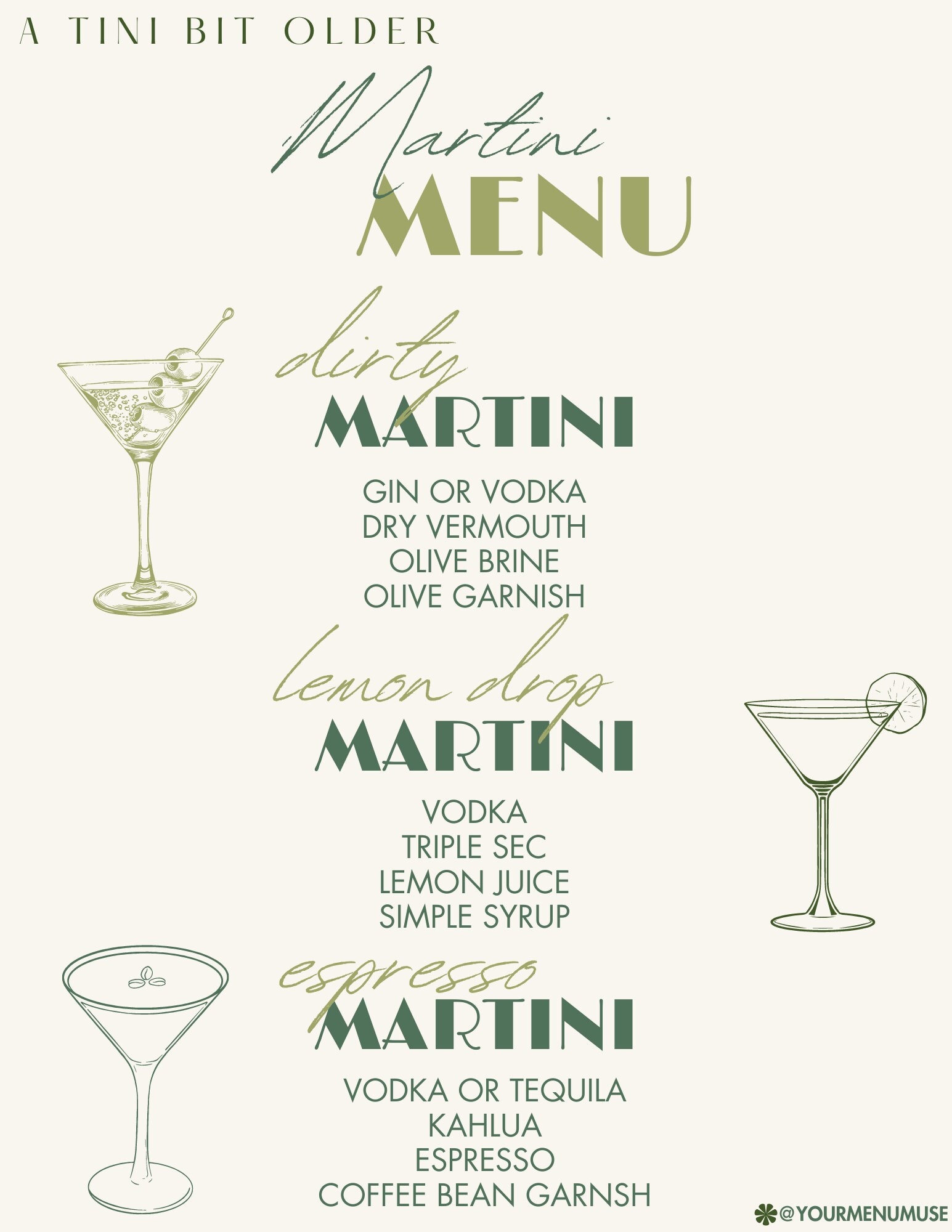 A Tini Bit Older Drink Menu - Etsy