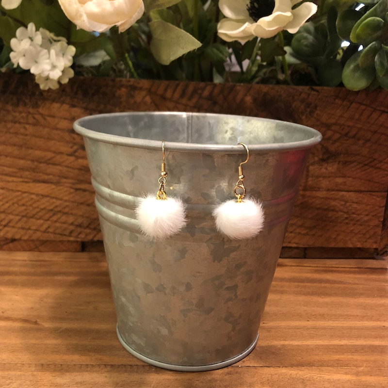 Fuzzy Dangle Earrings - Etsy