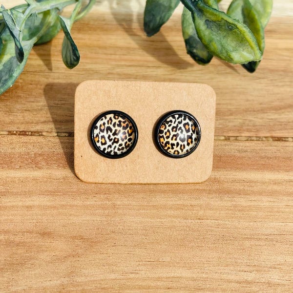 Leopard Stud Earrings - Etsy
