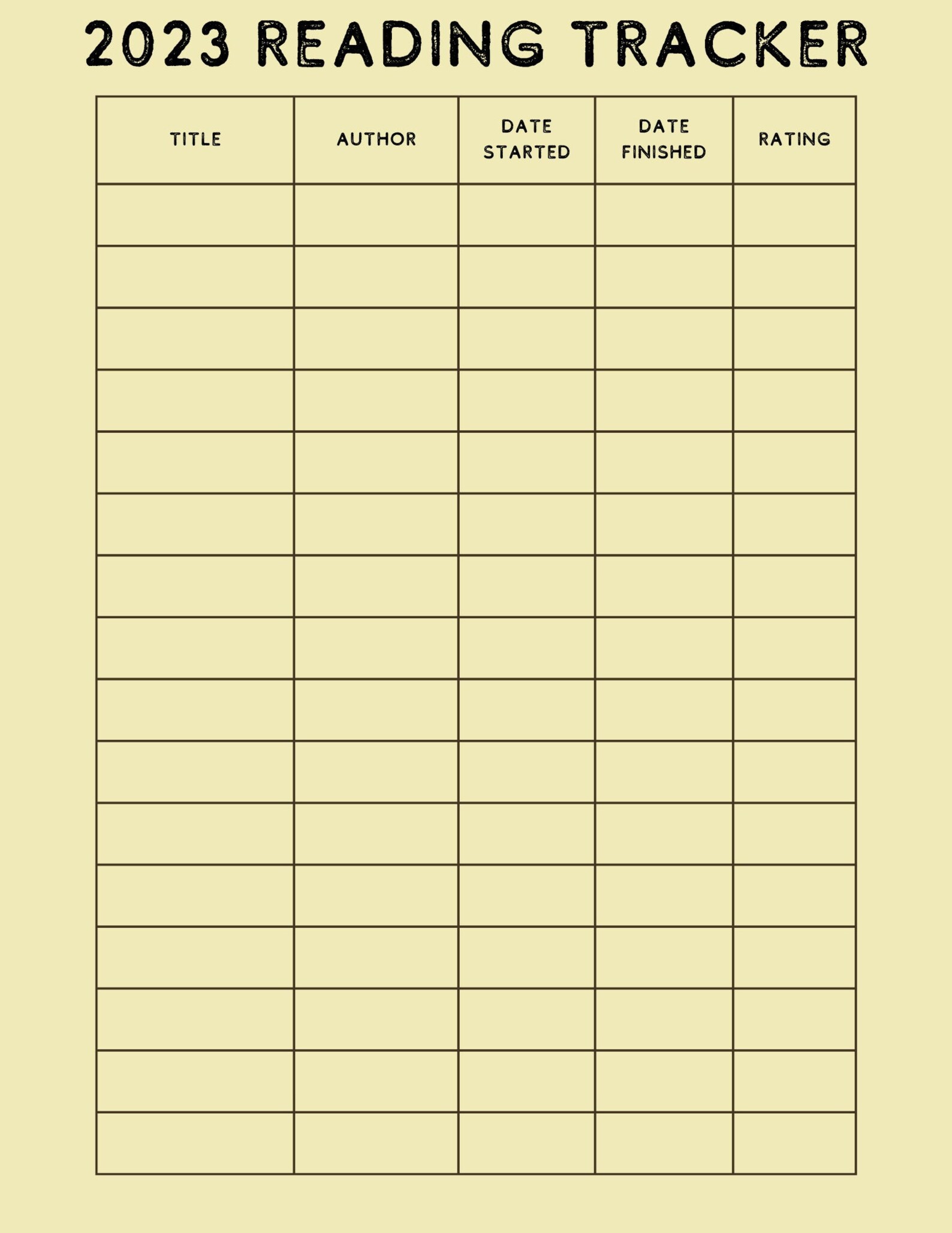 Blank 2023 Library Card Reading Tracker DIGITAL DOWNLOAD ONLY - Etsy