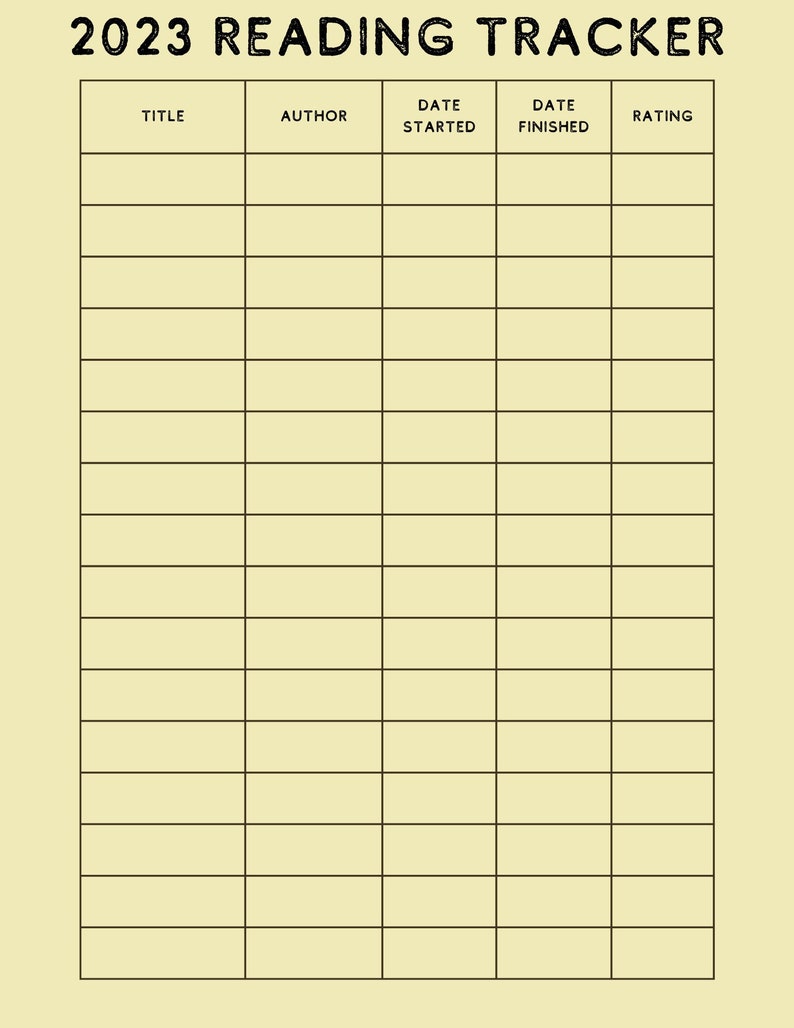 Blank 2023 Library Card Reading Tracker DIGITAL DOWNLOAD ONLY - Etsy