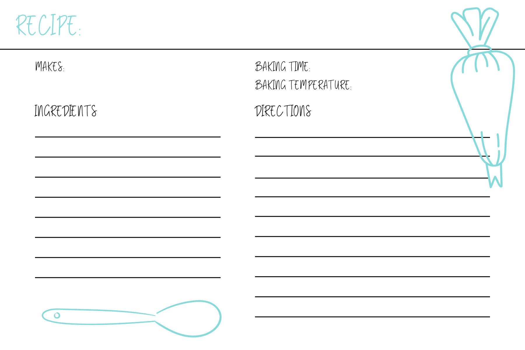 Blank Baking Recipe Cards DIGITAL DOWNLOAD ONLY - Etsy