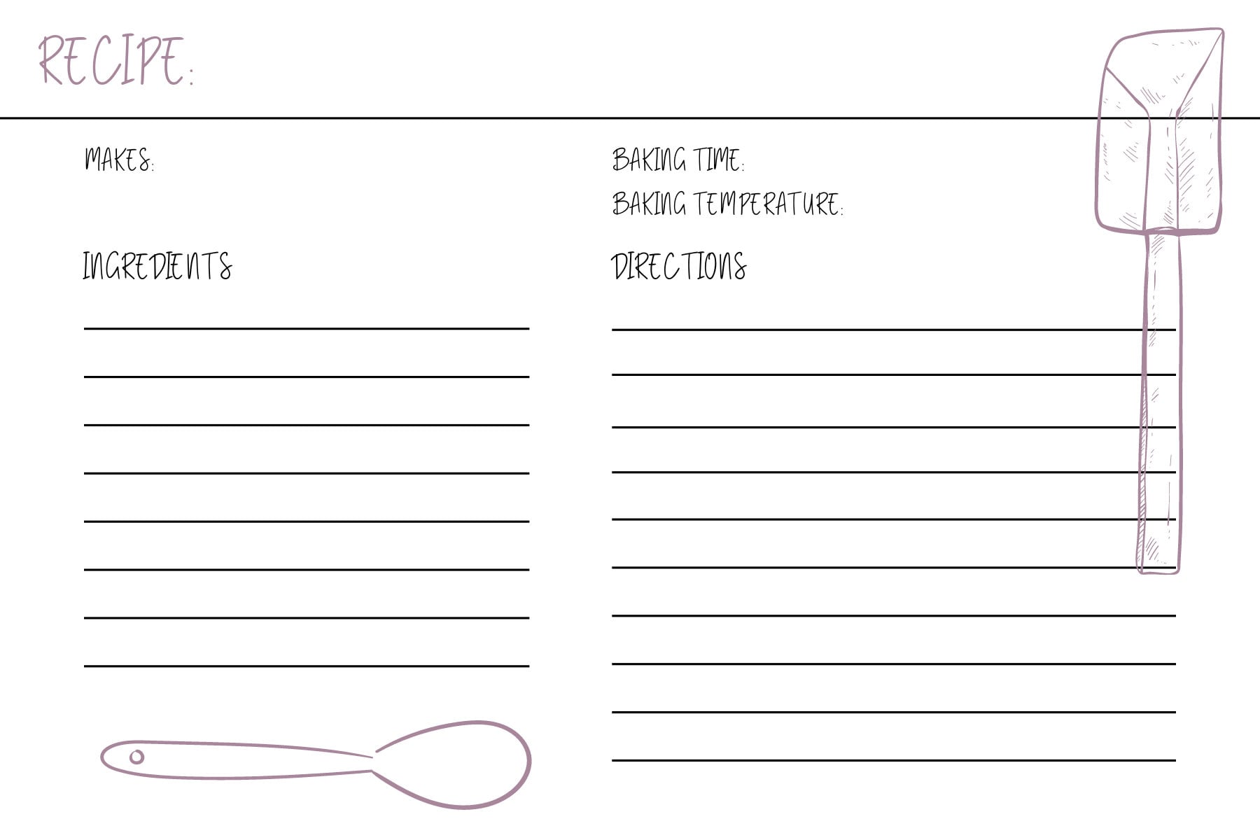 Blank Baking Recipe Cards DIGITAL DOWNLOAD ONLY - Etsy