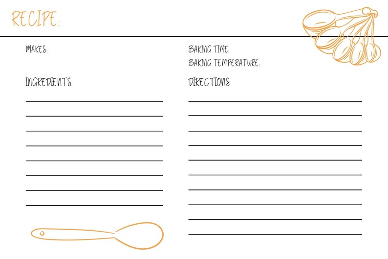 Blank Baking Recipe Cards DIGITAL DOWNLOAD ONLY - Etsy