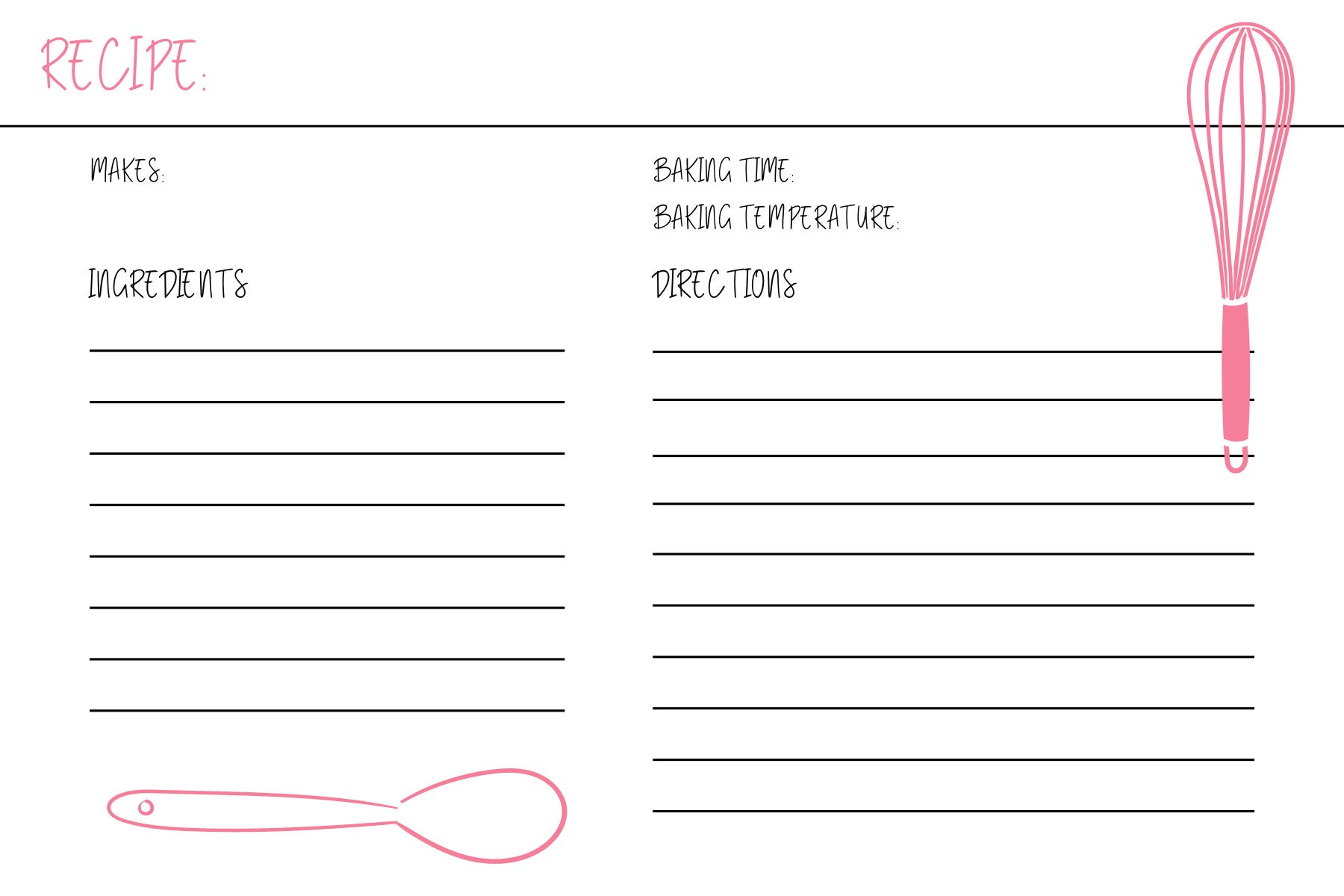 Blank Baking Recipe Cards DIGITAL DOWNLOAD ONLY - Etsy