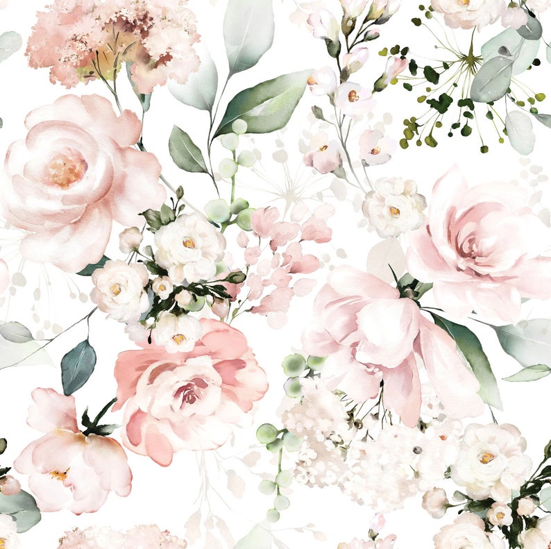 Soft Pink Roses Wrapping Paper zero Waste Mother's Day - Etsy