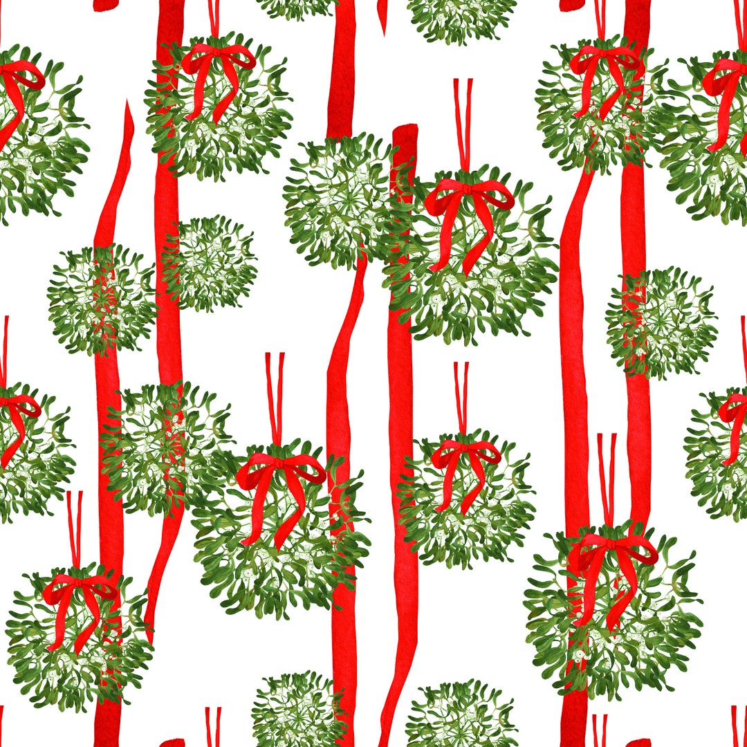 Mistletoe Christmas Wrapping Paper | Mistletoe Balls Gift Wrap ...