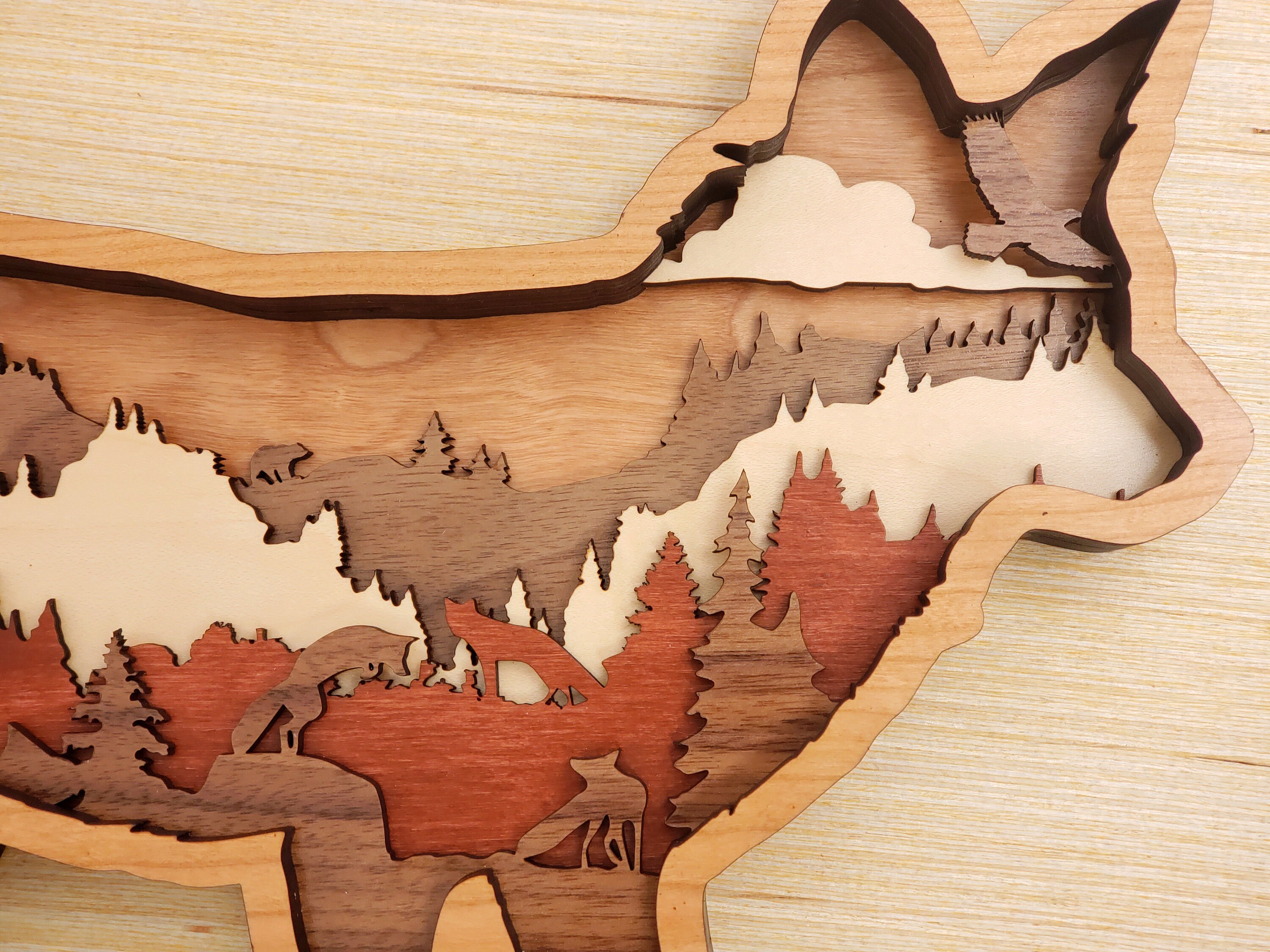7-layer Fox Svg., *digital File Only* Multilayer, Mountain Scene, Laser ...